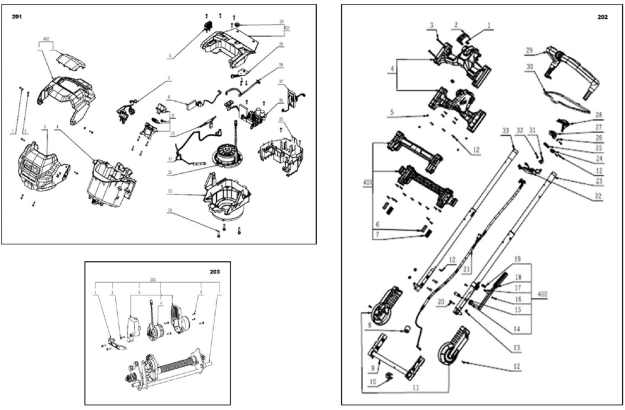 Exploded view and spare parts Ego Power Lawnmower LM1701E-SP ...